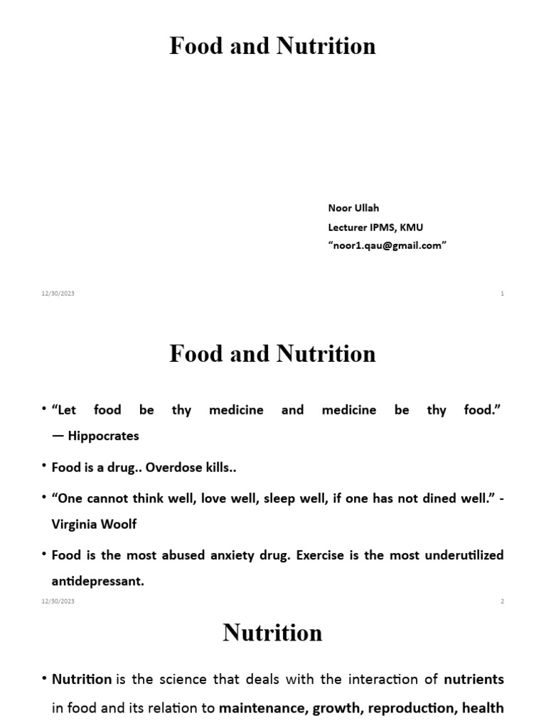 Nutrition Topic For BS Biochemistry | PDF