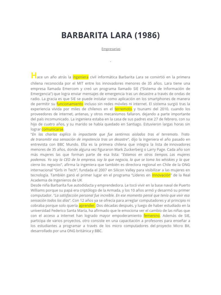 Barbarita Lara | PDF | Tecnología