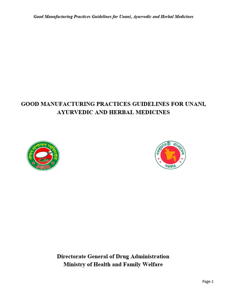 GMP Guidelines for Unani & Ayurvedic Medicines | PDF | Ayurveda ...