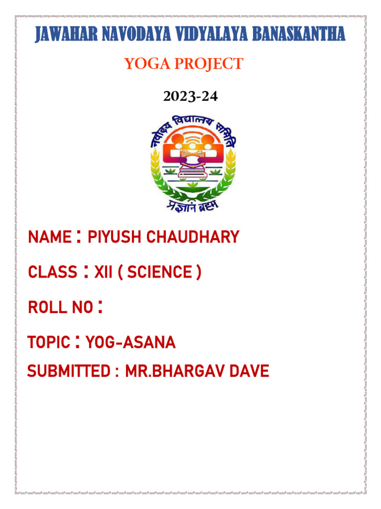 PIYUSH CHAUDHARY Yoga 12 Class | PDF | Asana | Breathing