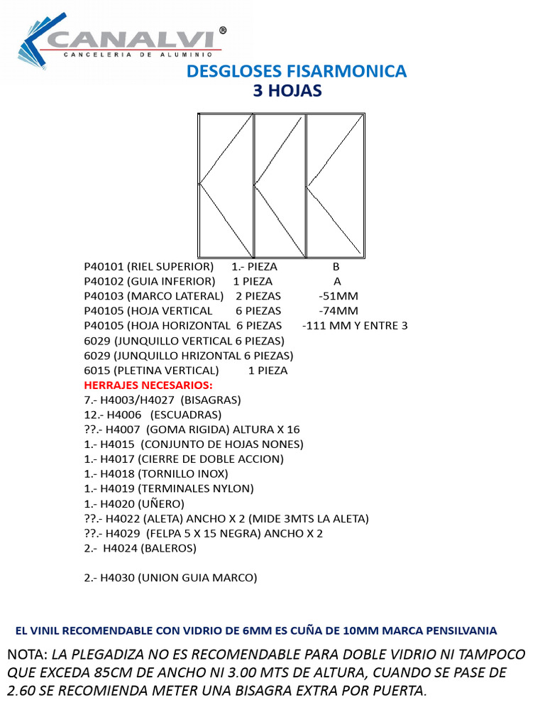 Desglose de Piezas para Fisarmónica | PDF
