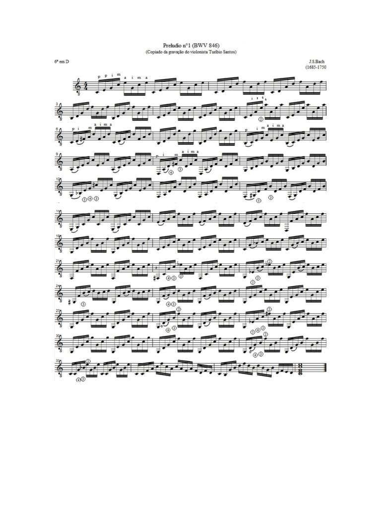 Bach Preludio BWV846 (TuribioSantos) | PDF