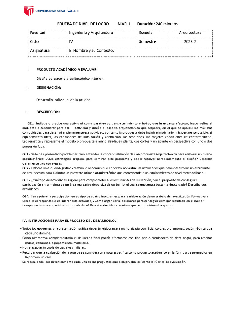 PRUEBA DE NIVEL DE LOGRO Nivel 1 IV CICLO 2023 2 Plan D | PDF