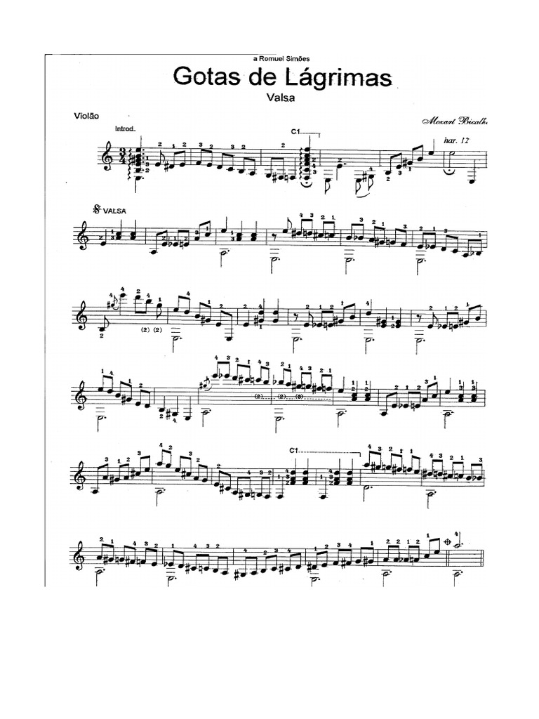 Partitura Gotas de Lágrimas | PDF