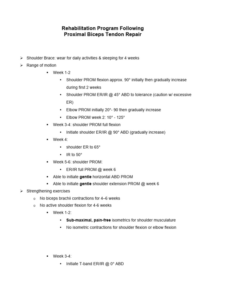 Proximal Biceps Tendon Repair | PDF