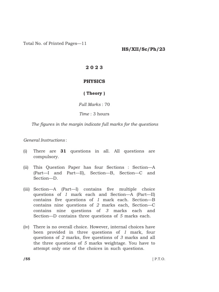 HSSLC 2023 Physics | PDF | Photoelectric Effect | Electronvolt