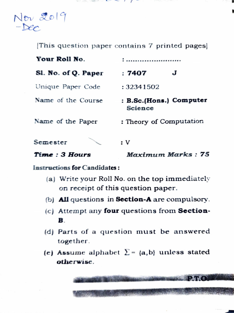 TOC Paper1 | PDF | Syntax (Logic) | Mathematics