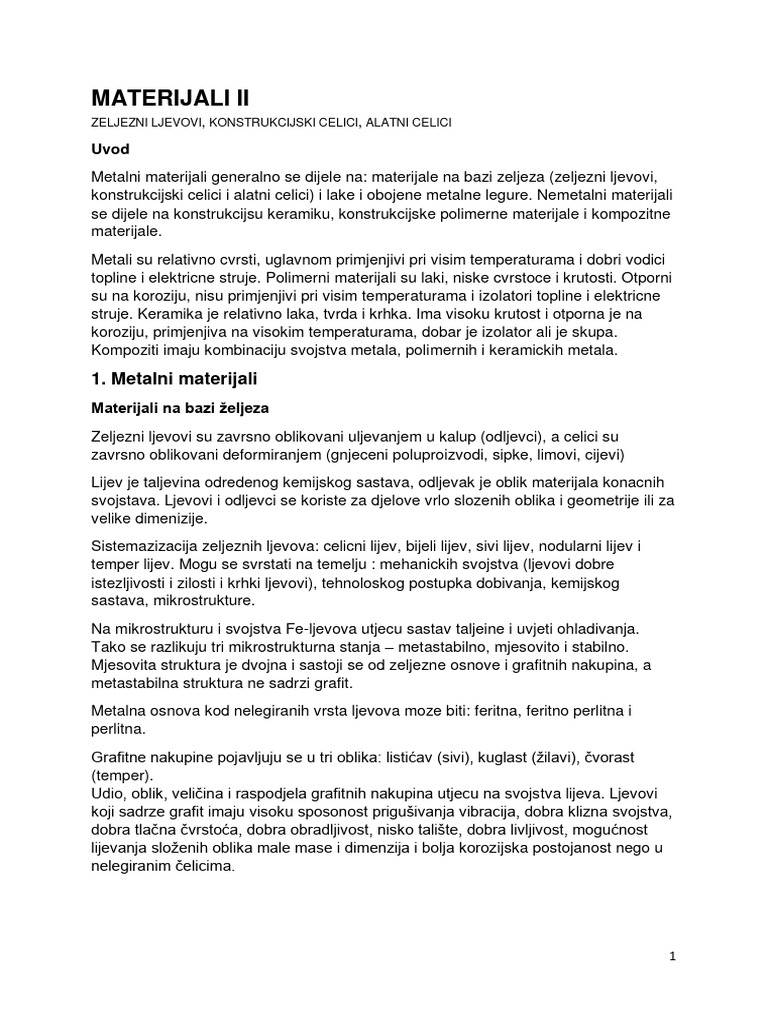 Materijali II 1K - Skripta | PDF