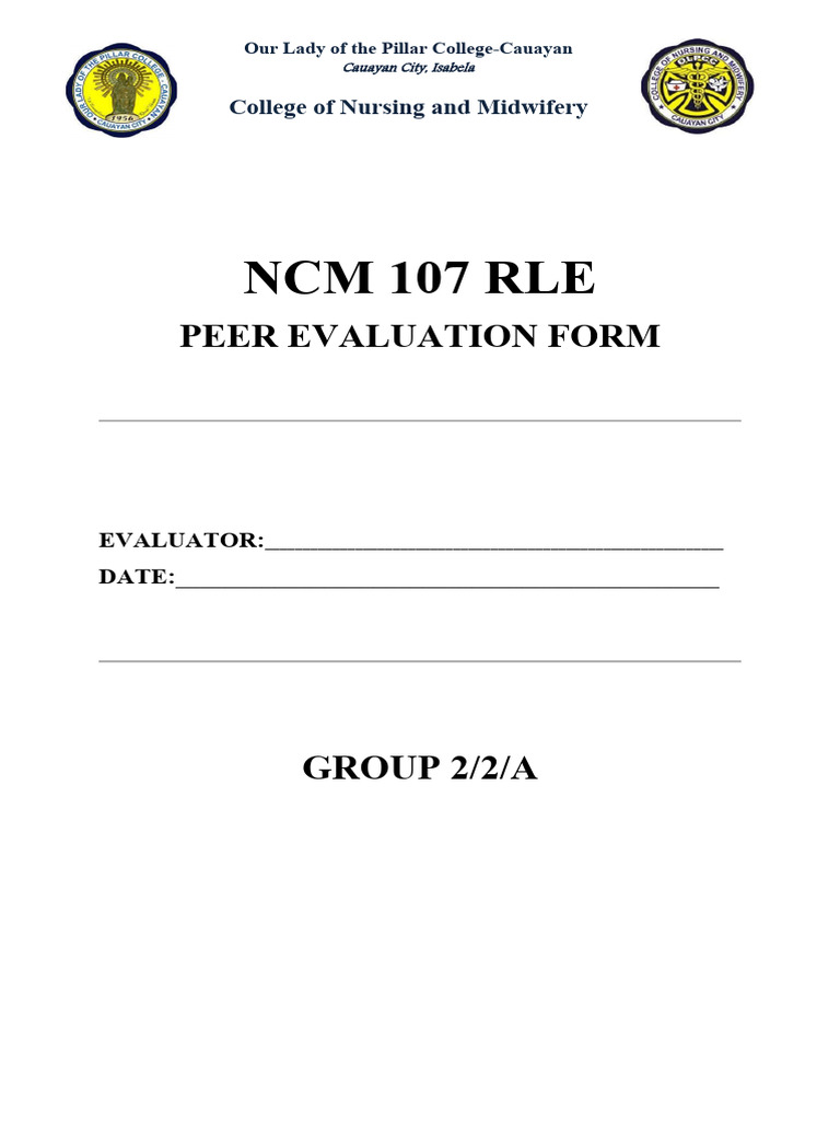 Peer Evaluation Form G2 | PDF | Nursing | Behavior