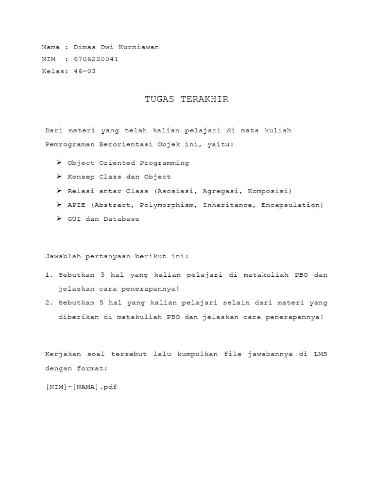 Dimas Dwi Kurniawan - Tugas Terakhir | PDF