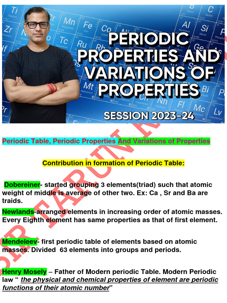 Periodic Table and Properties Overview | PDF | Periodic Table | Atoms
