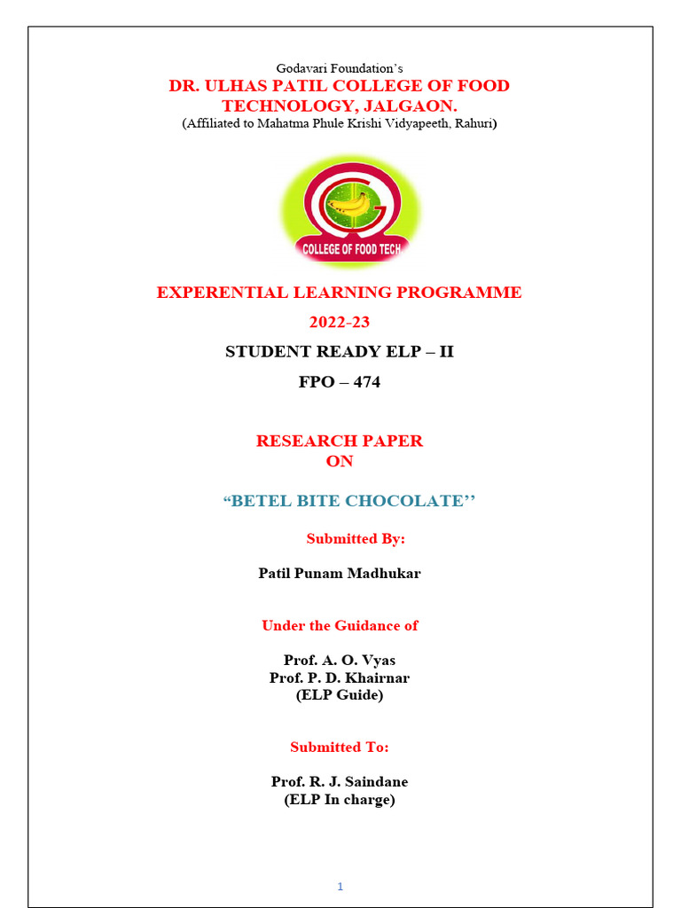 Research Paper Food Technology | PDF | Chocolate | Coriander