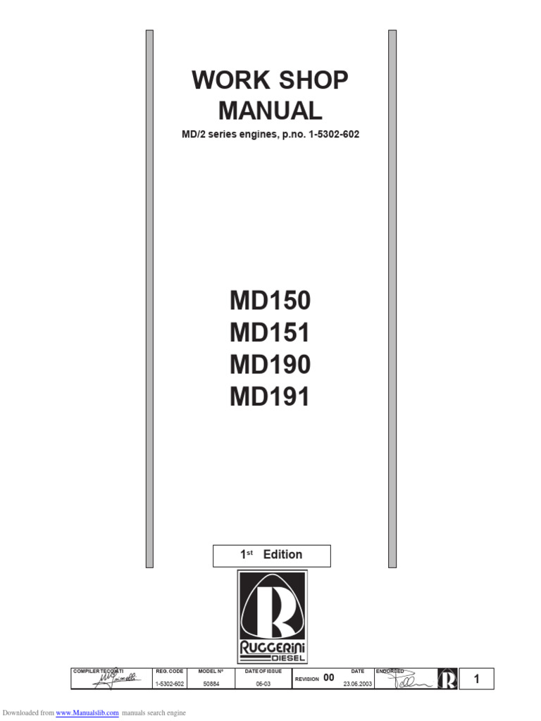 md150 Workshop Manual | PDF | Pump | Piston