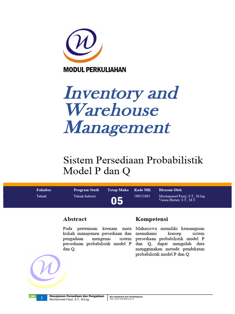 Modul IWM - 5 - Sistem Persediaan Probabilistik P Dan Q | PDF