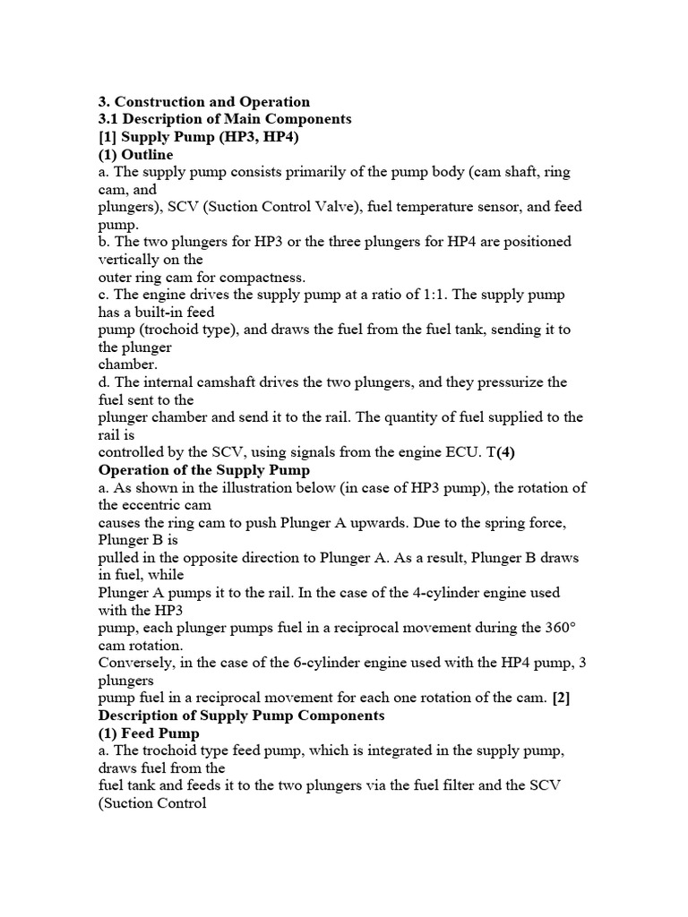 Construction and Operation 3.1 Description of Main Components (1) Supply Pump (HP3, HP4) (1 ...