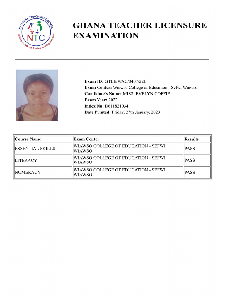 Evelyn Coffie NTC | PDF