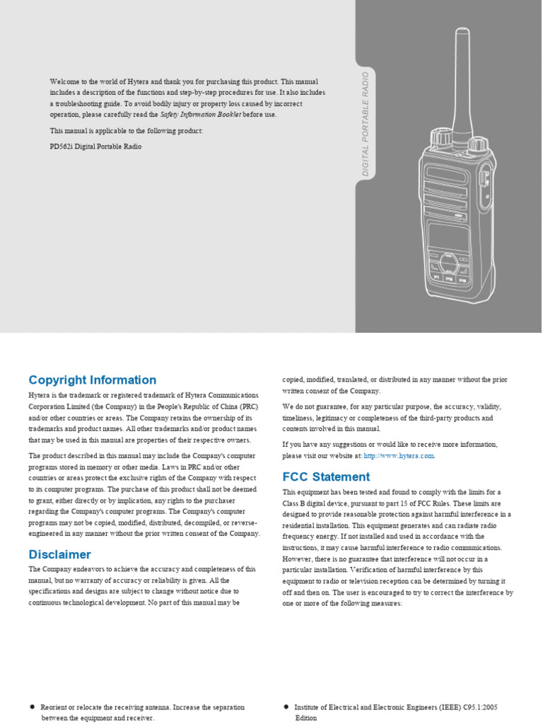 Hytera PD562i Digital Portable Radio Owners Manual | PDF ...
