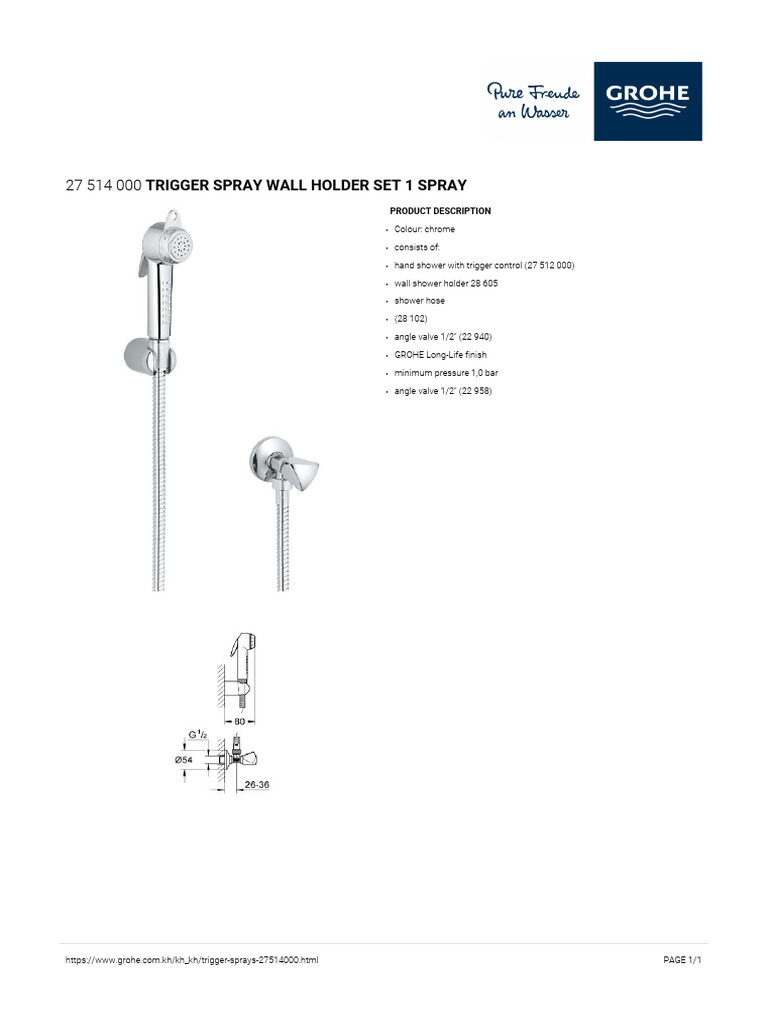 GROHE Specification Sheet 27514000 | PDF