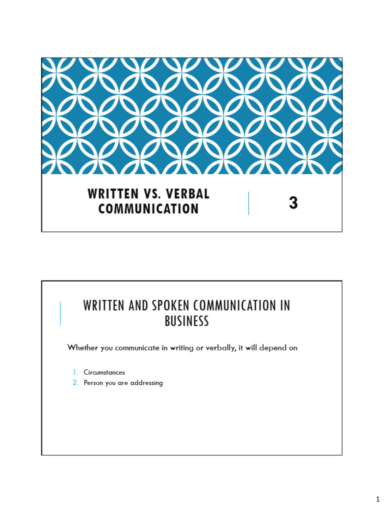 Written Vs Verbal Communication | PDF | South America | Communication