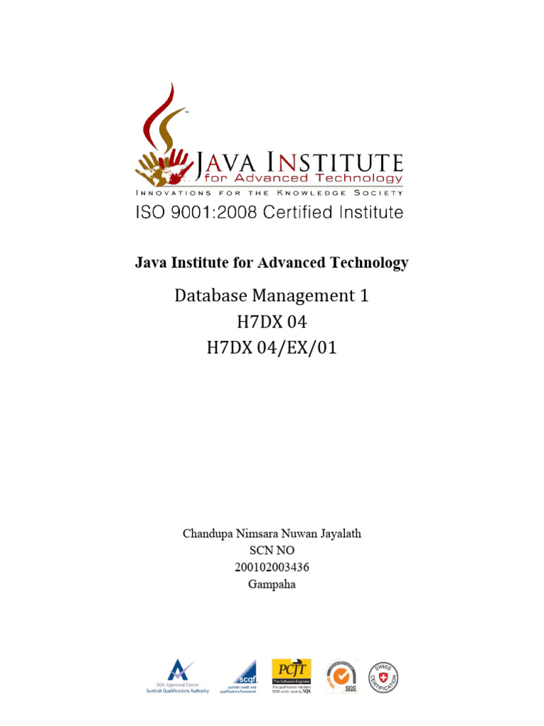 DBMS 1 H7DX 04 EX 01 Chandupa Jayalath | PDF