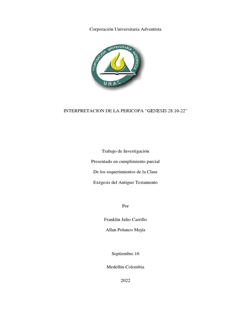 Interpretación de Génesis 28:10-22 | PDF