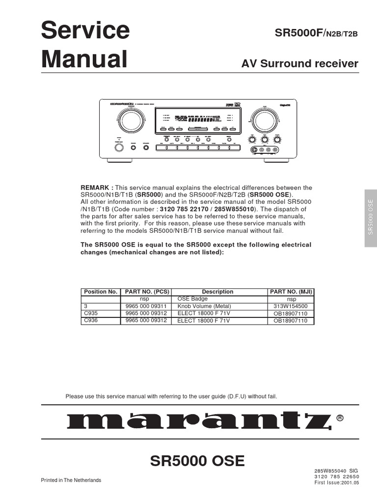 Hfe Marantz sr5000 Ose Service | PDF