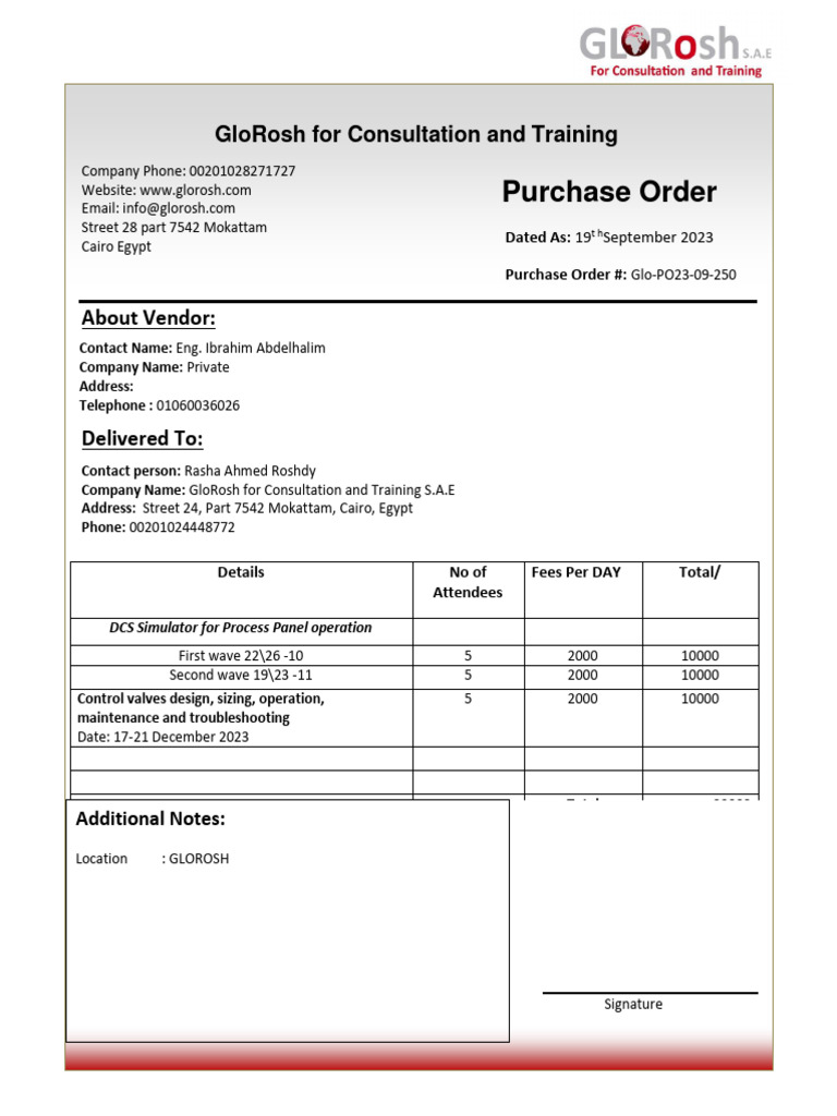 GloRosh Purchase Order Summary | PDF | Technology & Engineering