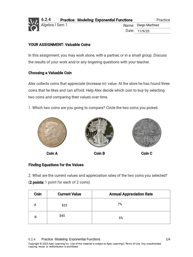 Kami Export - 6.2.4 Practice - Modeling - Exponential Functions (Practice) | PDF ...
