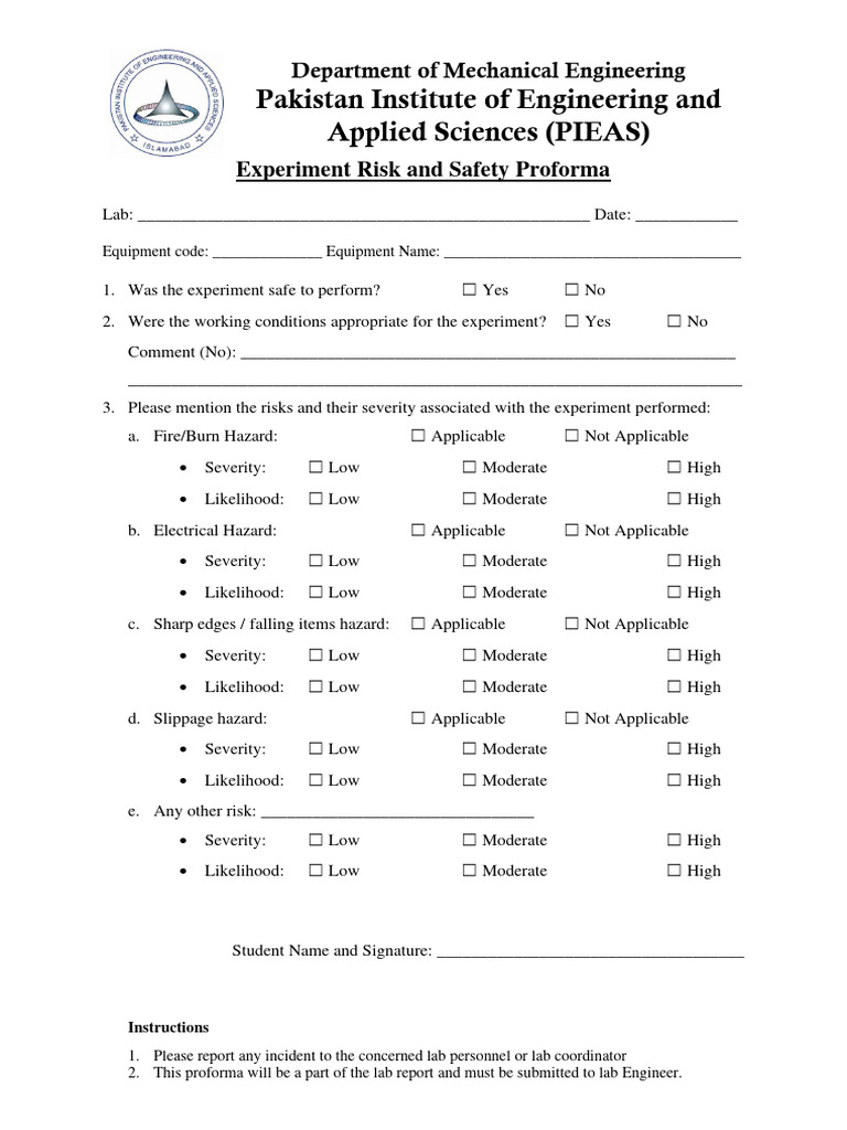 Risk Proforma Lab | PDF