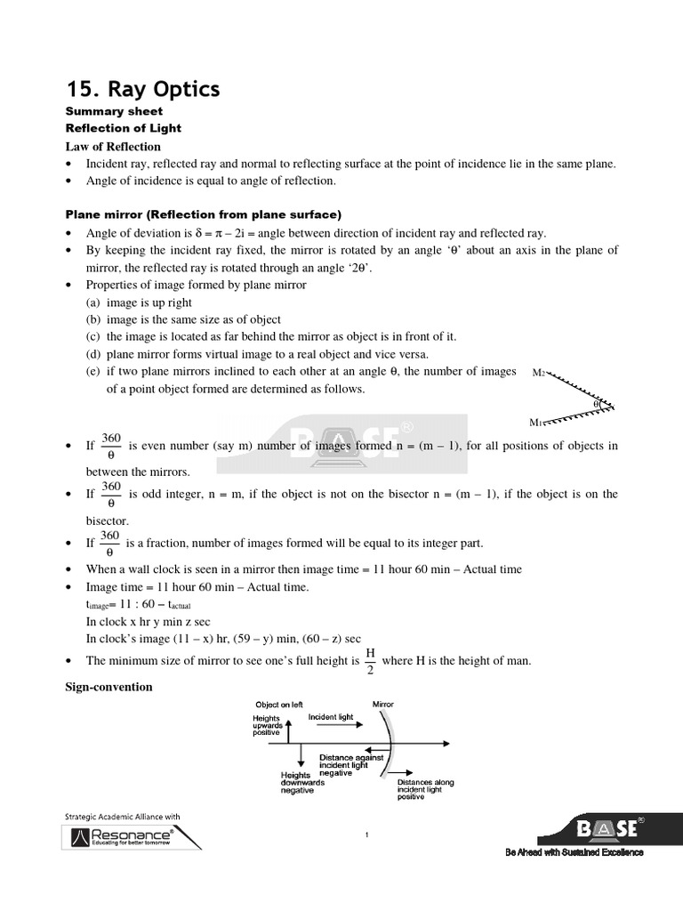 15-Ray Optics | PDF | Refractive Index | Refraction