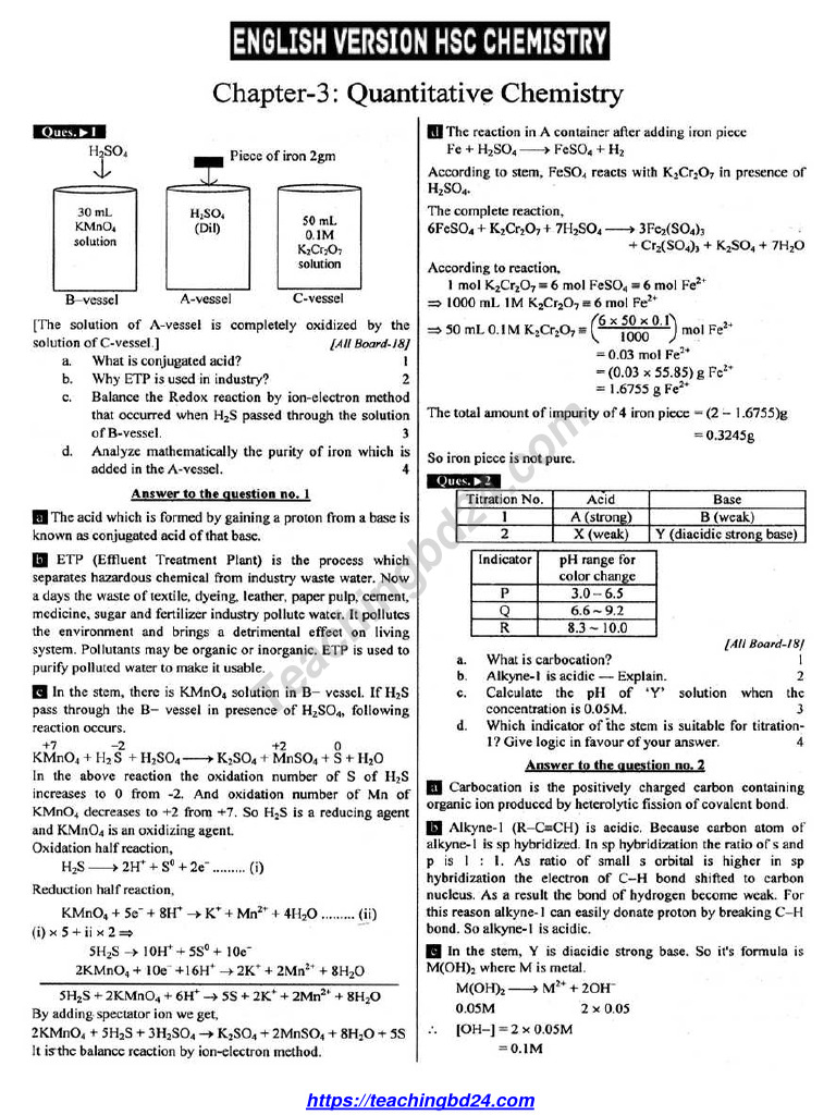 HSC Ev Chemistry 2nd Paper 3rd Chapter Note | PDF