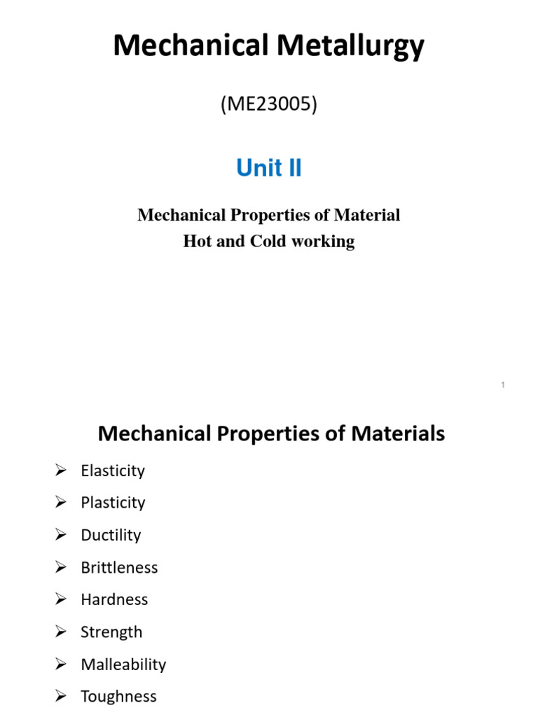 ME23005, Unit II, Mechanical Properties PPT New | PDF | Deformation ...