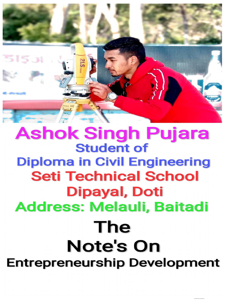 Entrepreneurship Development New Class Note | PDF