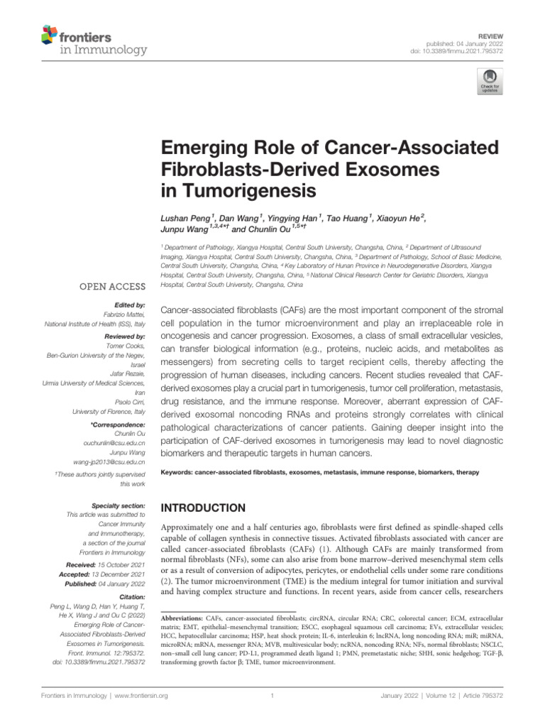 2022 - Emerging Role of Cancer-Associated Fibroblasts-Derived Exosomes in Tumorigenesis - R ...