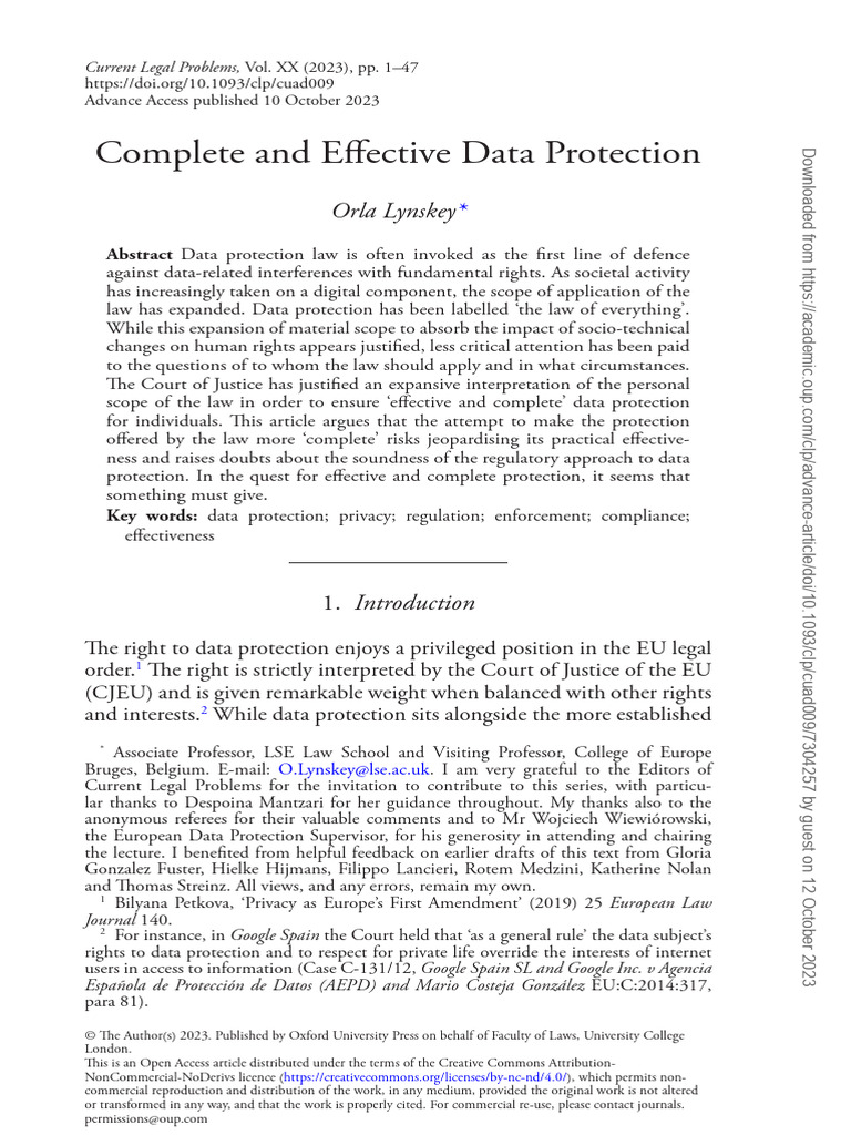 Complete and Effective Data Protection | PDF | Privacy | European Union