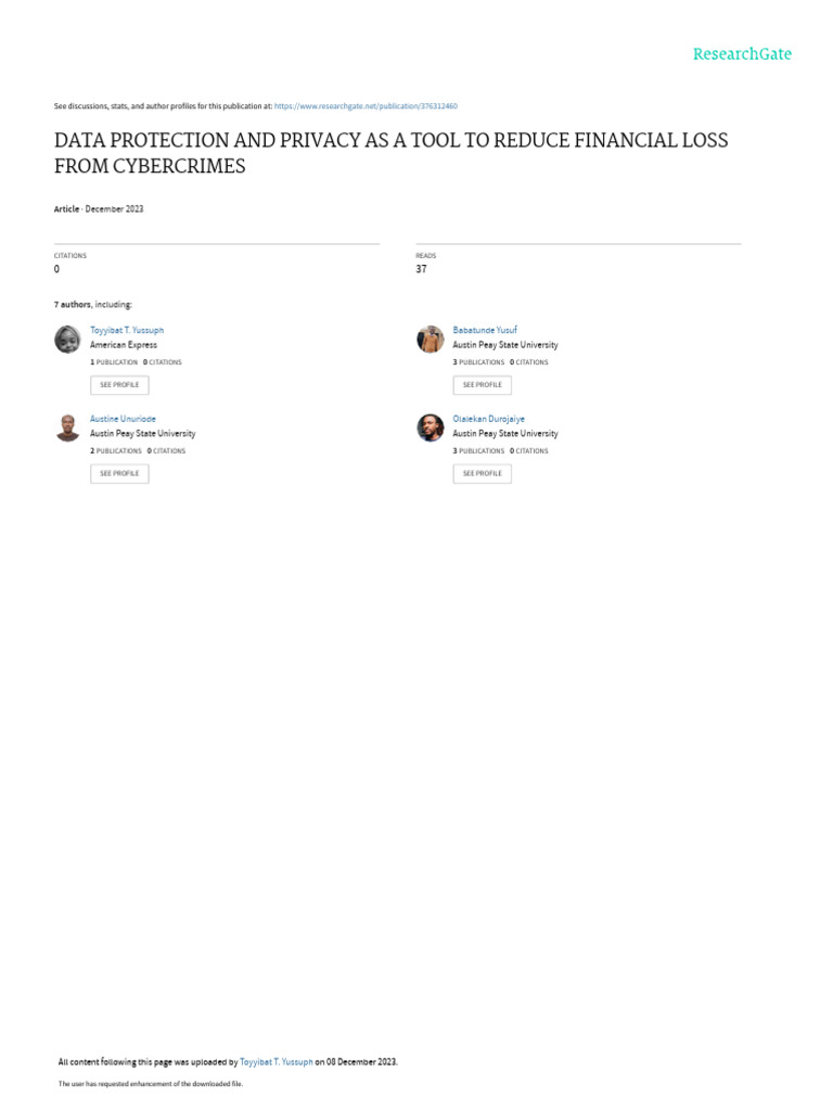 Data Protection and Privacy As A Tool To Reduce Financial Loss From ...