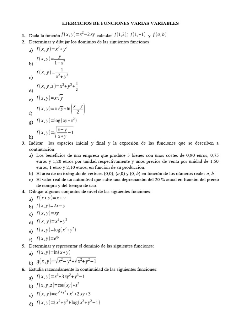 1 Ejer Cap 1 | PDF | Función (Matemáticas) | Matemáticas