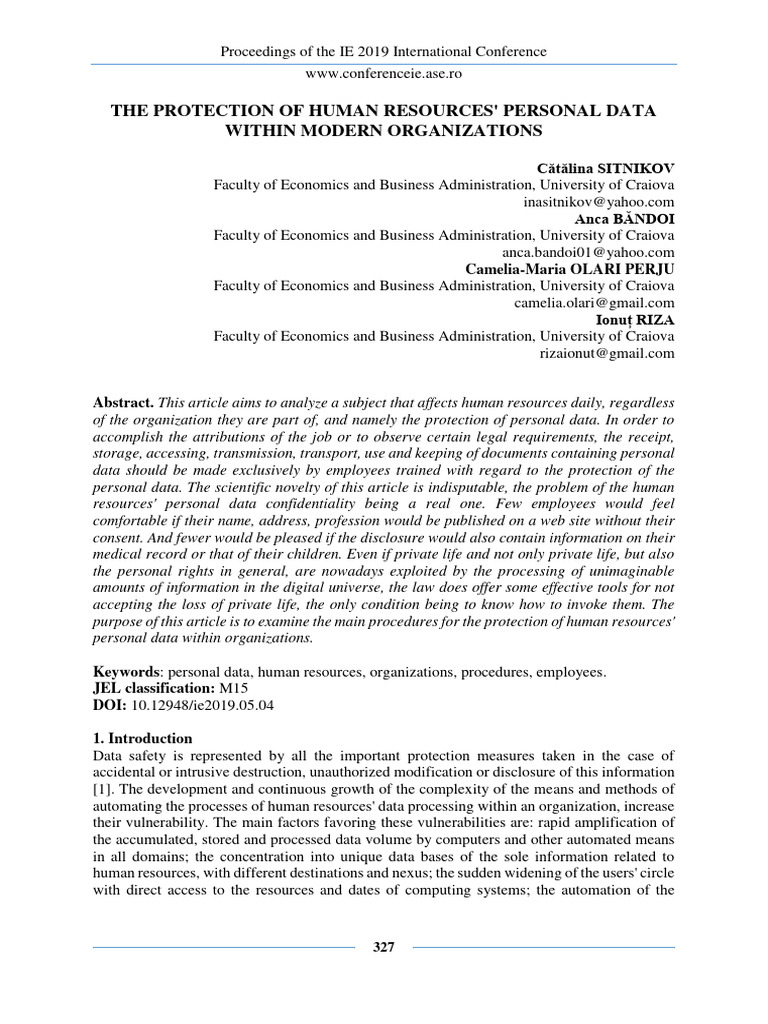 The Protection of Human Resources Person | PDF | Information