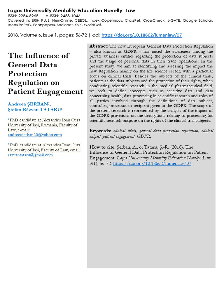 The Influence of General Data Protection | PDF | Wellness | Science ...
