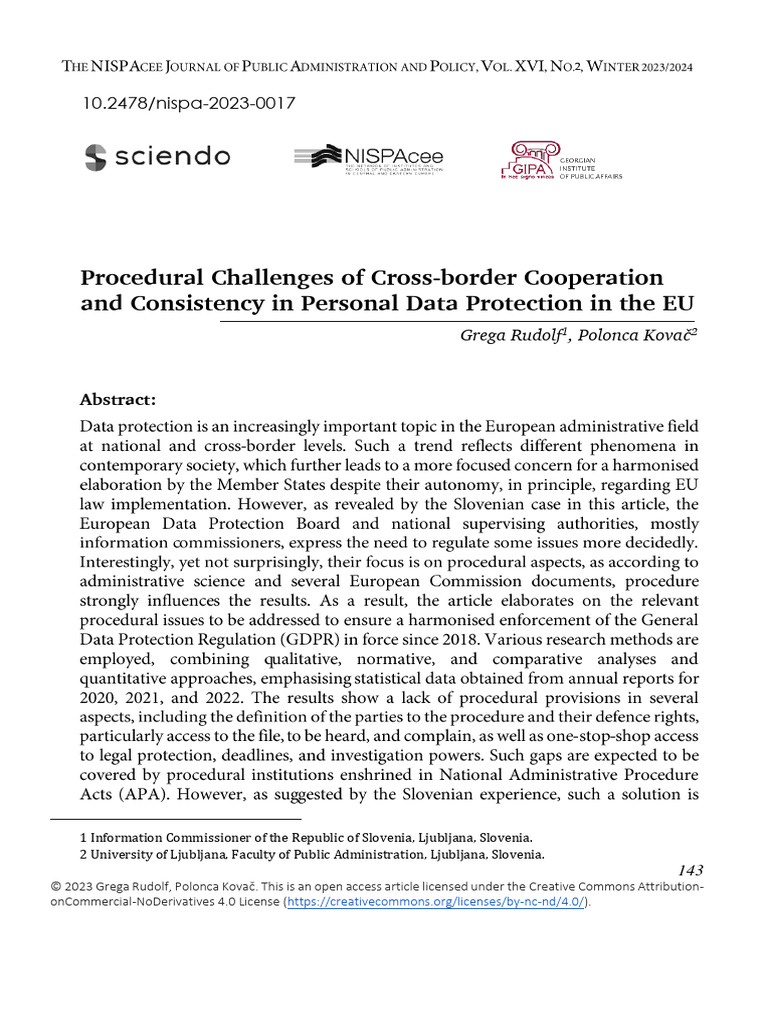 Procedural Challenges of Cross-Border Cooperation | PDF | Finance ...