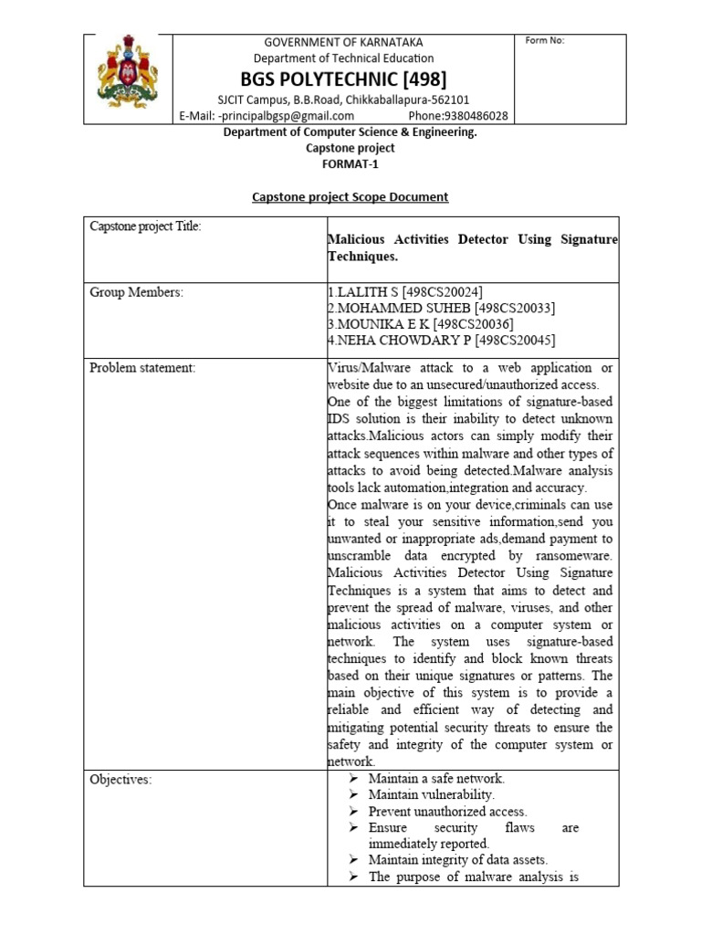 Format1 Scope Document | PDF