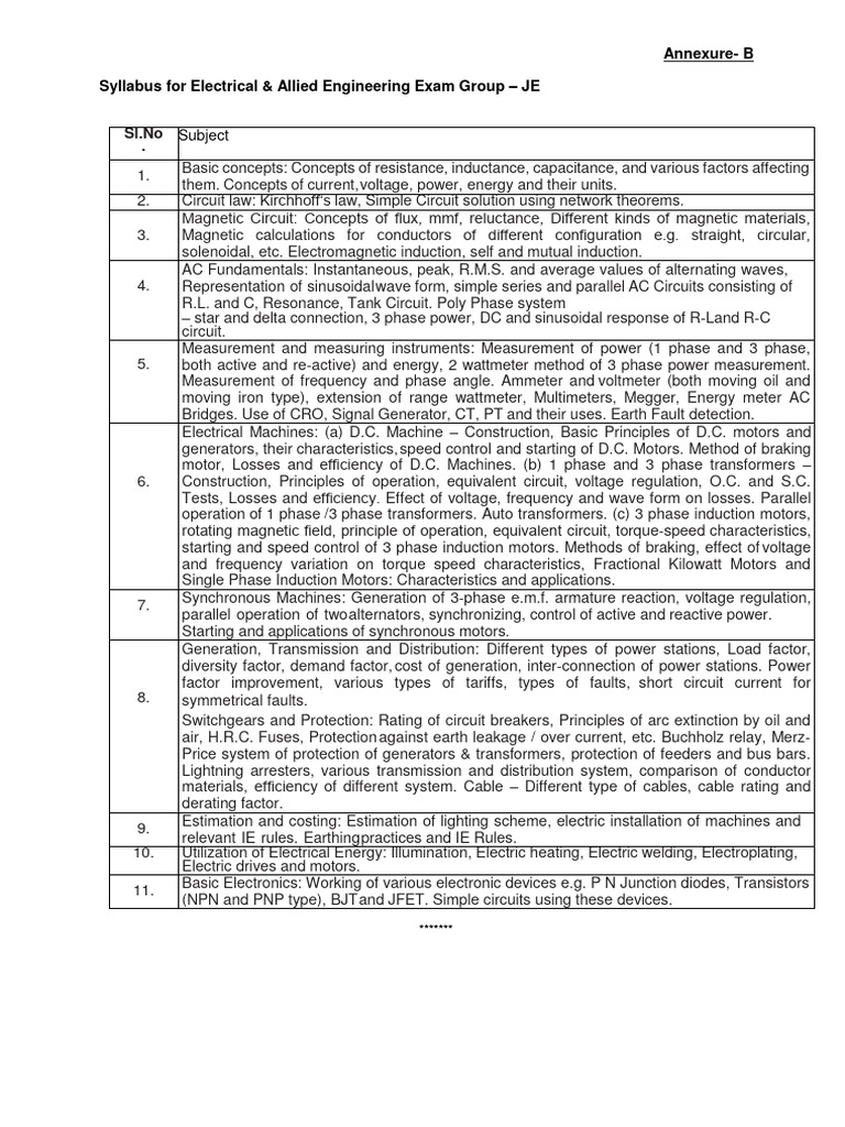 RRB Je Gdce Syllabus | PDF
