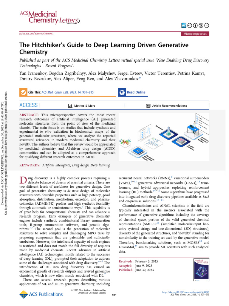 The Hitchhiker's Guide To Deep Learning Driven Generative Chemistry | PDF