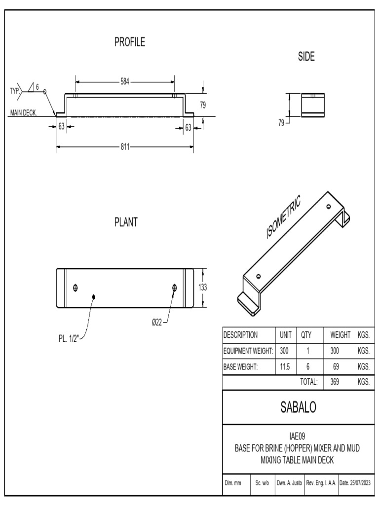 Iae09 Base For Brine Mixer and Mud Mixing Table Main Deck | PDF
