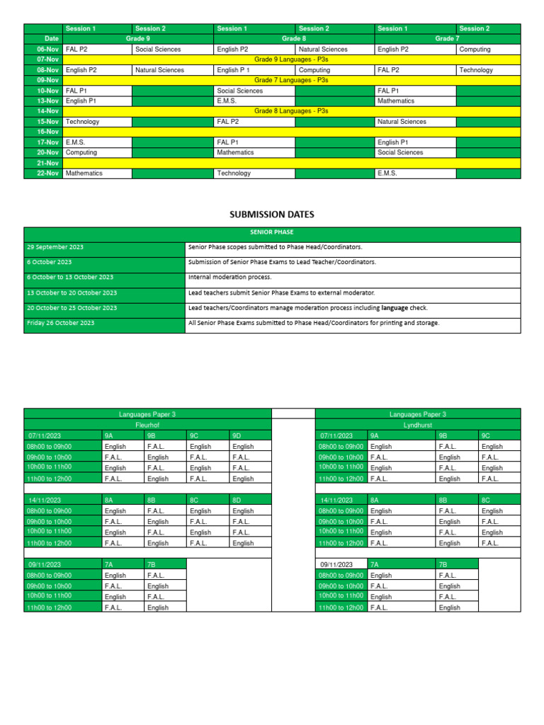 Senior Phase Exam Timetable 2023 | PDF | Science | Intelligence