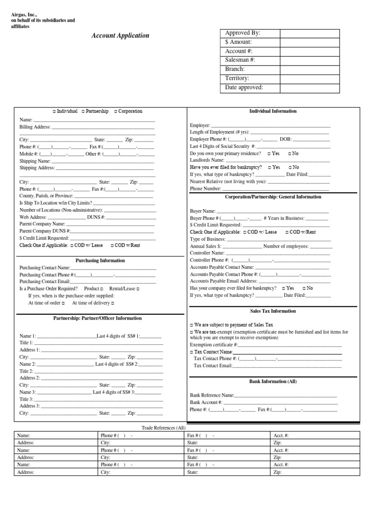 Airgas Account Application 2019 | Download Free PDF | Sales | Legal ...