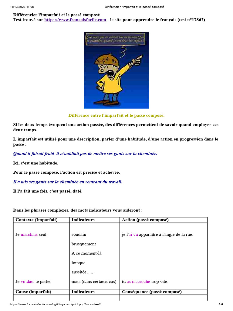 L'imparfait Et Le Passé Composé | PDF