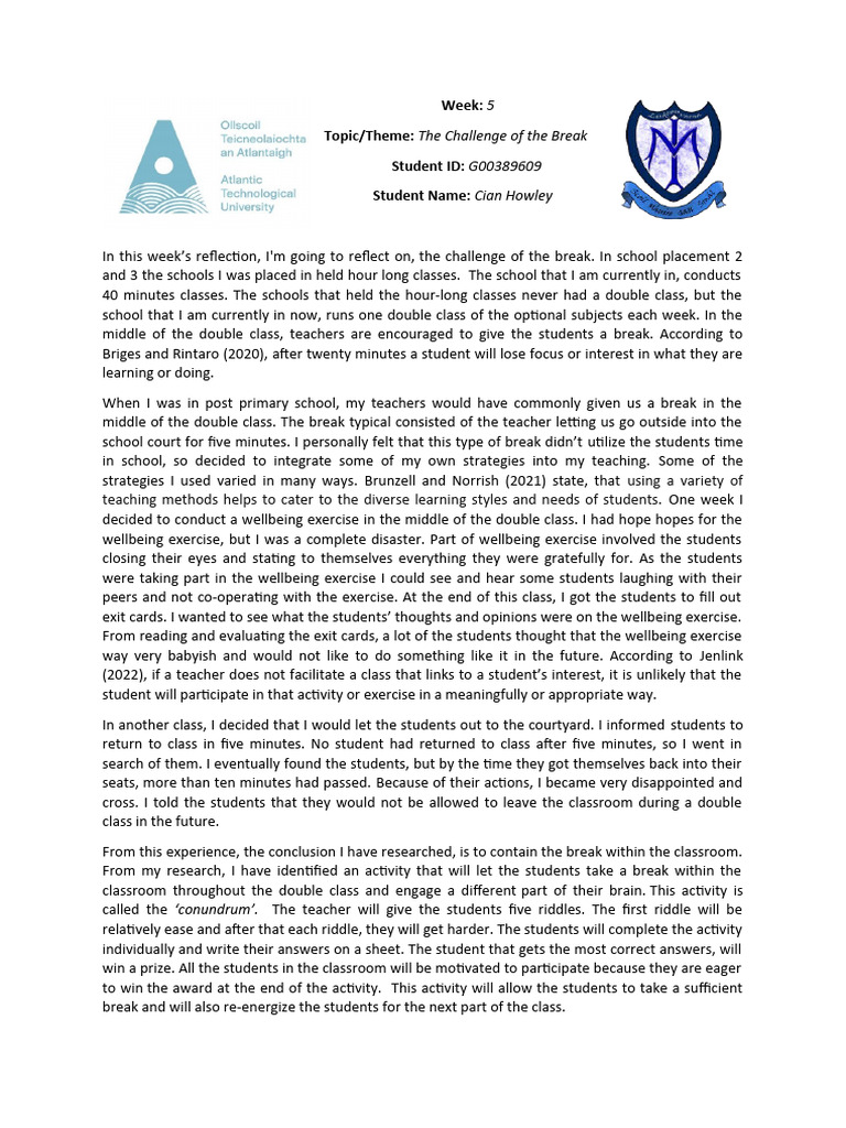 Week 5 Script For Critical Reflection | PDF | Change | Communication