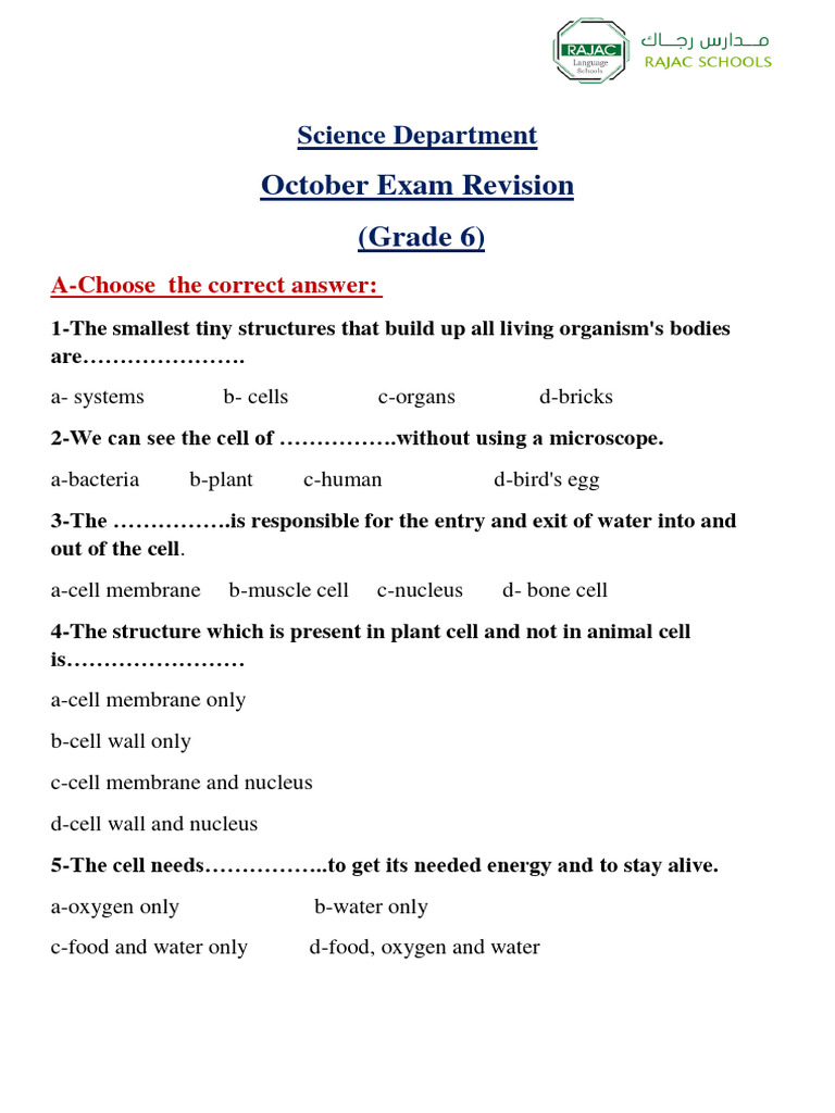 Science Grade 6 | PDF | Cell (Biology) | Tissue (Biology)