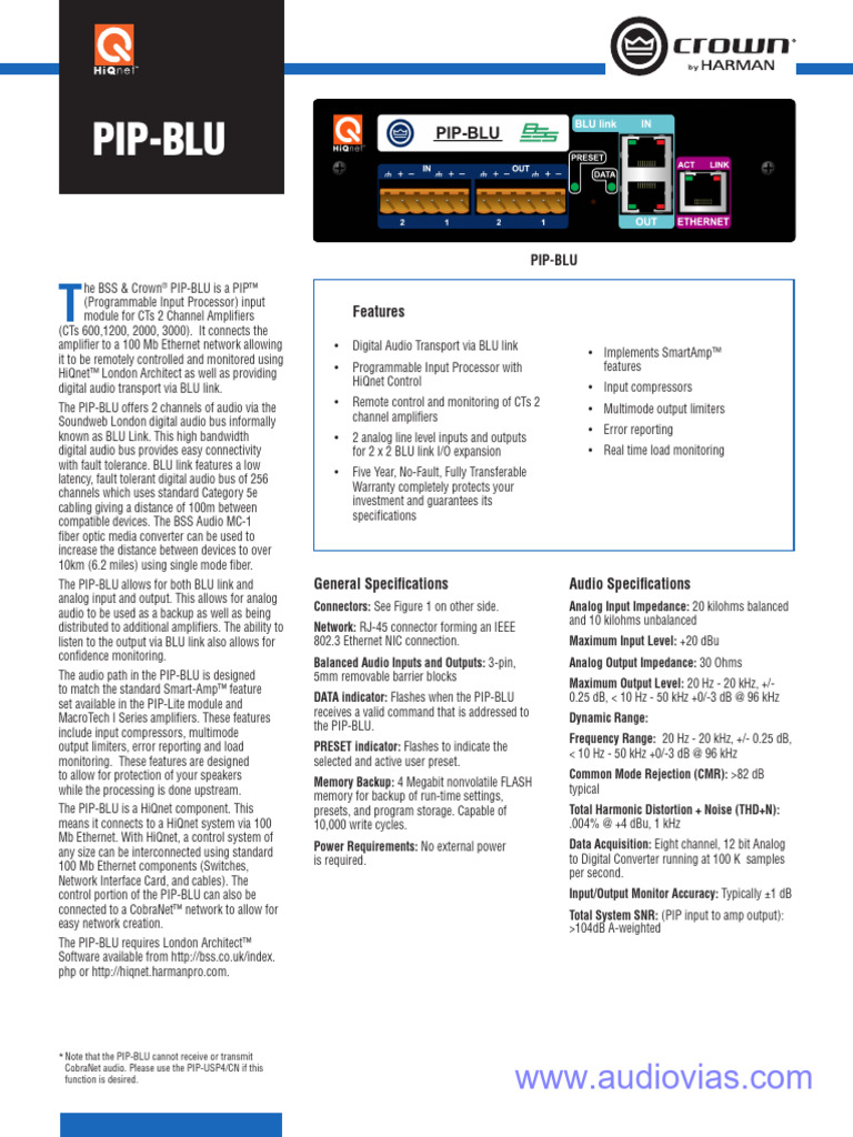 Crown Pip Blu Manual Especificaciones Tecnicas | PDF | Computer Network ...